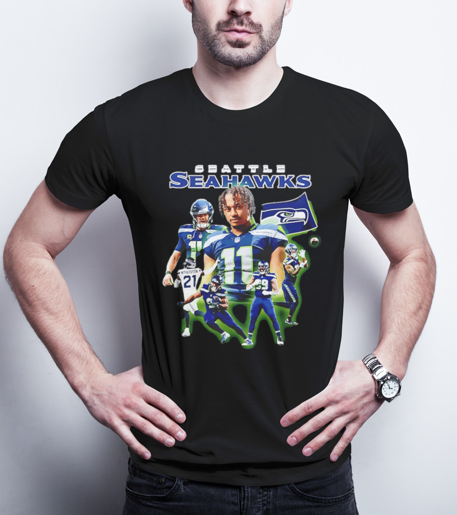 Seattle Seahawks Witherspoon 21 14 11 99 Player Collage T-Shirt