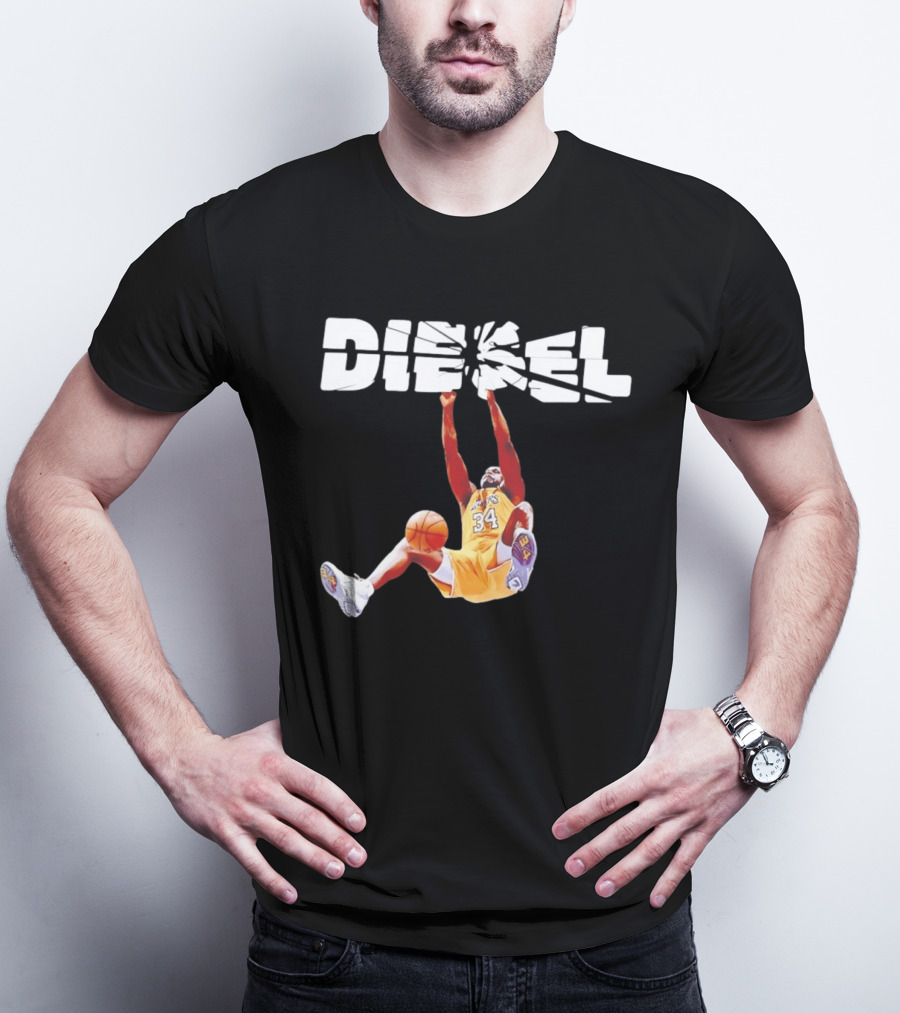 Shaquille O'Neal Diesel Broken Glass Lakers 34 Dunk T-Shirt