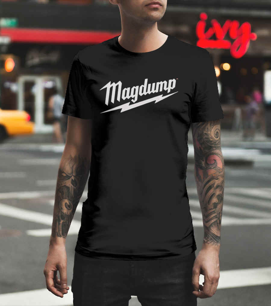 Magdump Shooting Firearms Tactical Gun Culture Lightning Bolt T-Shirt