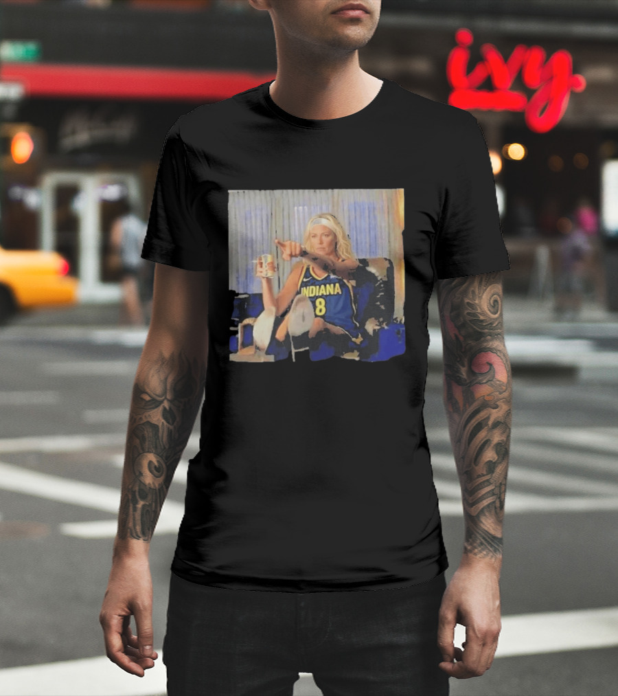 Sophie Cunningham Indiana Number 8 Rick Dalton Leonardo DiCaprio Pointing Scene T-Shirt