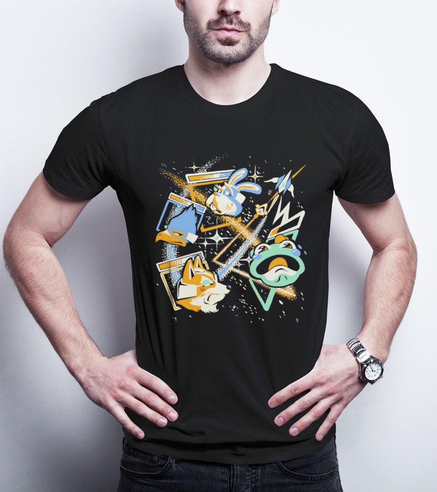 Star Fox Slippy Toad Peppy Hare Falco Lombardi Retro Game Characters T-Shirt