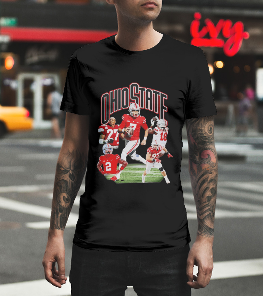 Ohio State Football Collage Featuring Harrison Jr And Star Players T-Shirt