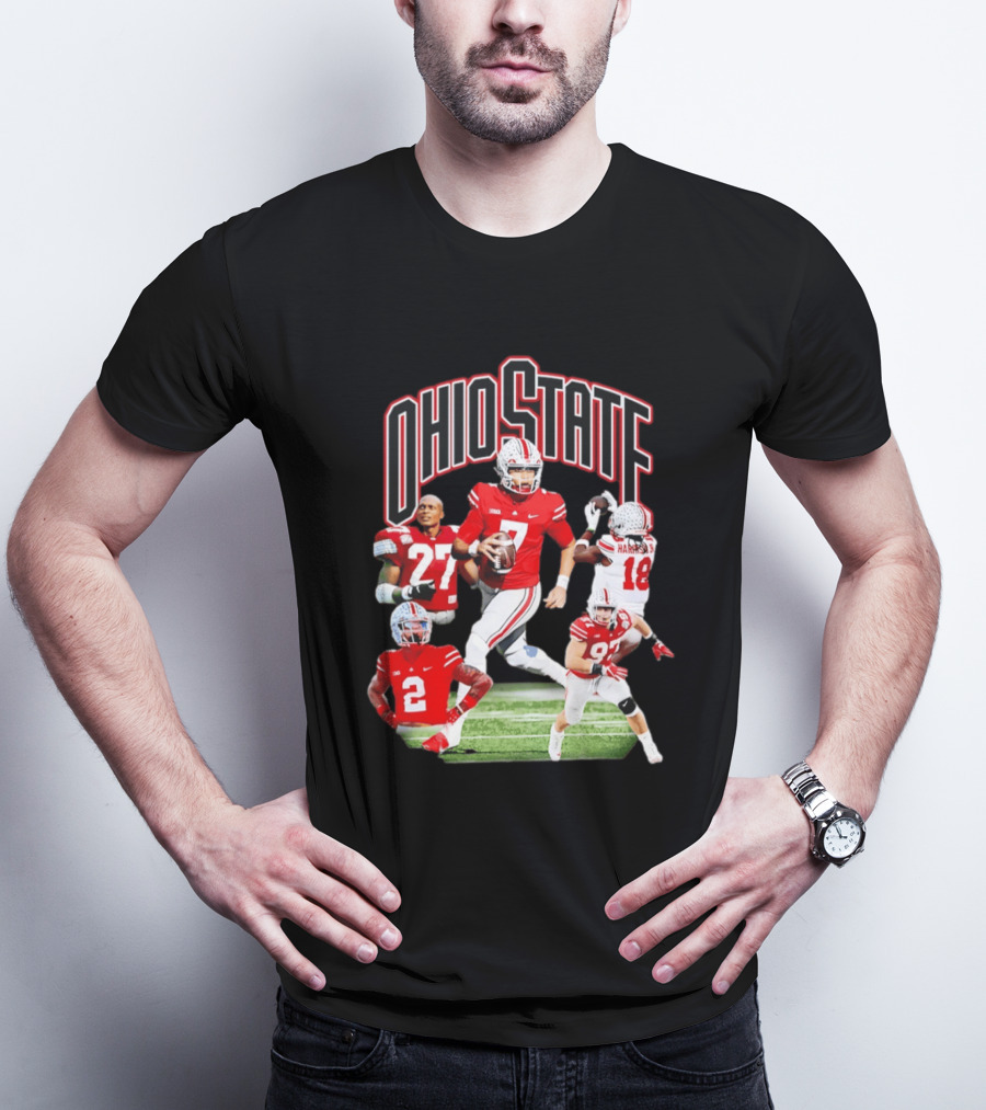 Ohio State Football Collage Featuring Harrison Jr And Star Players T-Shirt