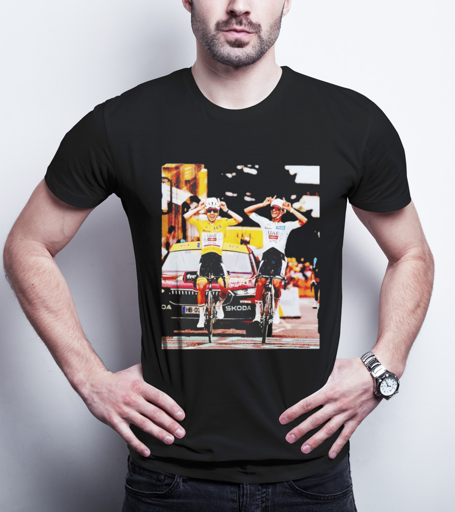 Tadej Pogačar Isaac Del Toro UAE Team Emirates Cycling Skoda Tour Celebratory Finish T-Shirt