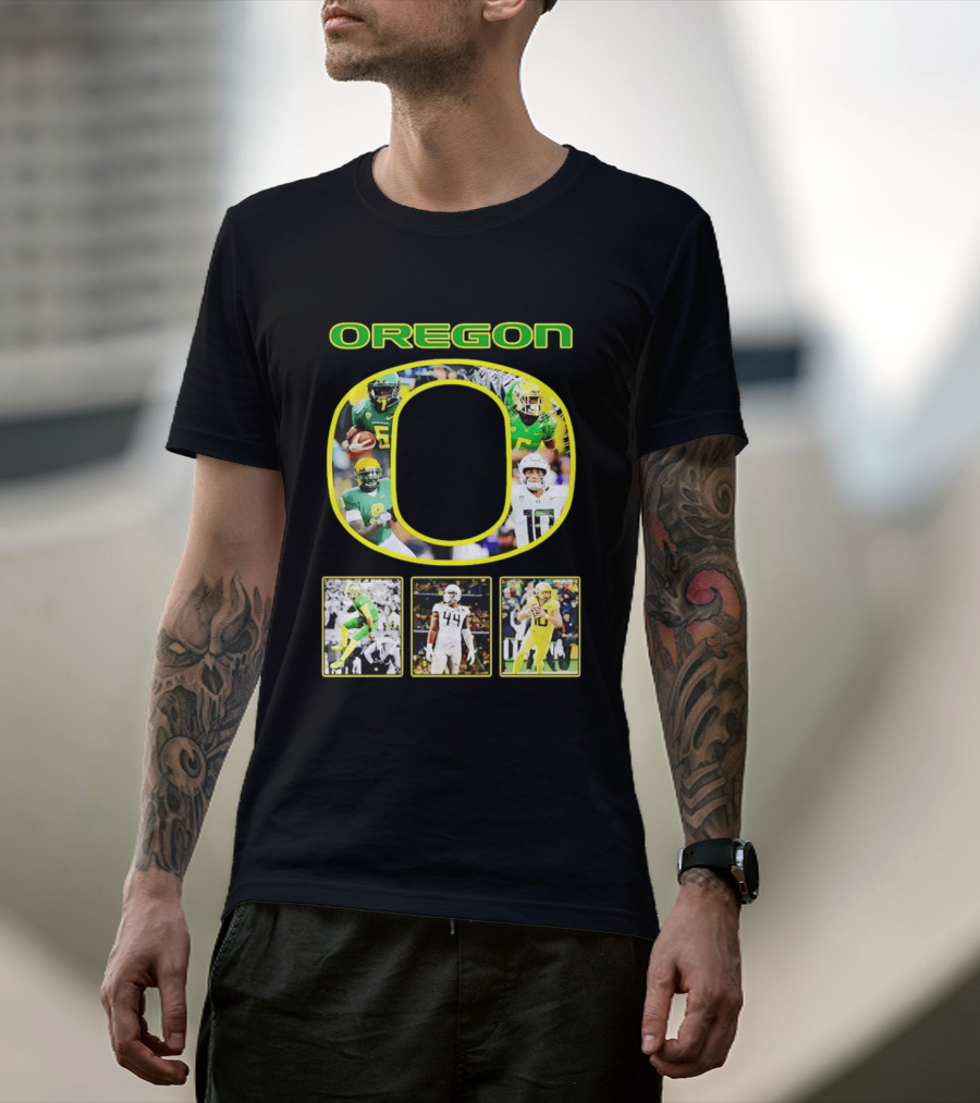Oregon Ducks Football Players Collage NCAA Team Spirit T-Shirt