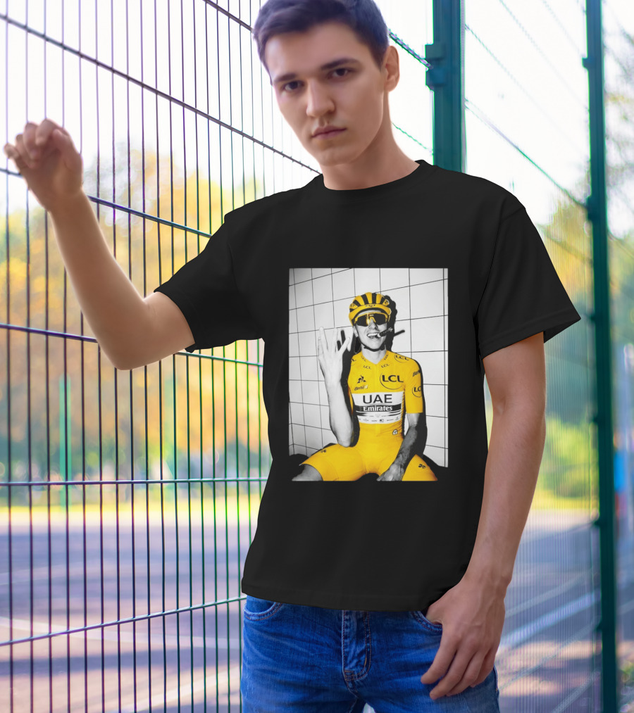 Tadej Pogačar UAE Emirates LCL Yellow Jersey Cycling Champion T-Shirt