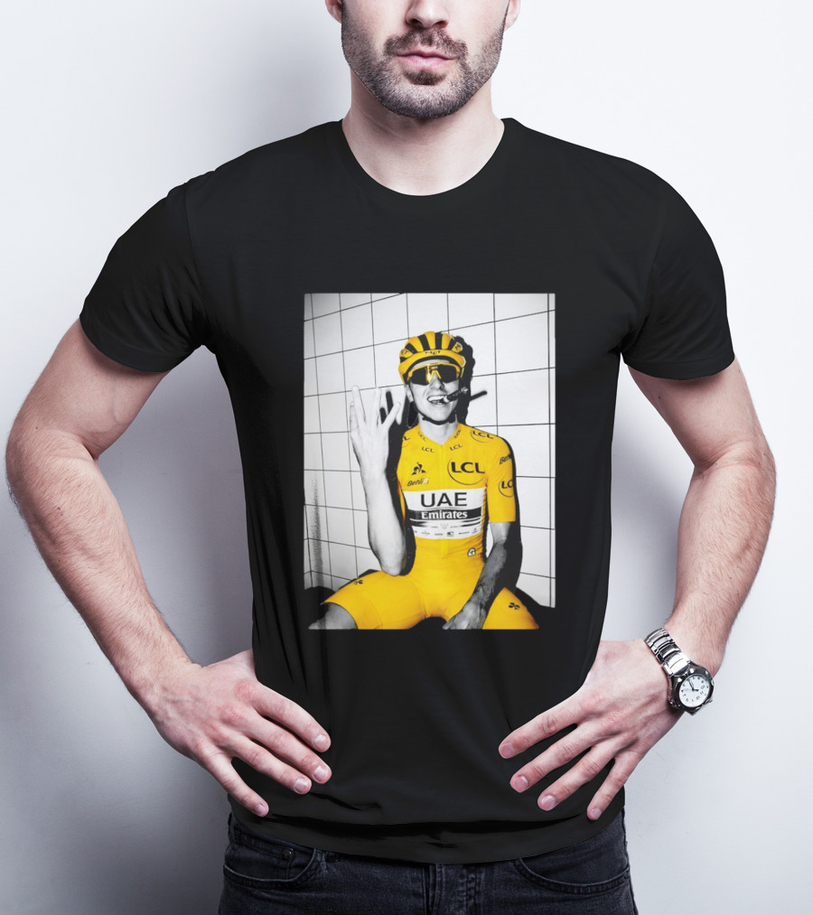 Tadej Pogačar UAE Emirates LCL Yellow Jersey Cycling Champion T-Shirt
