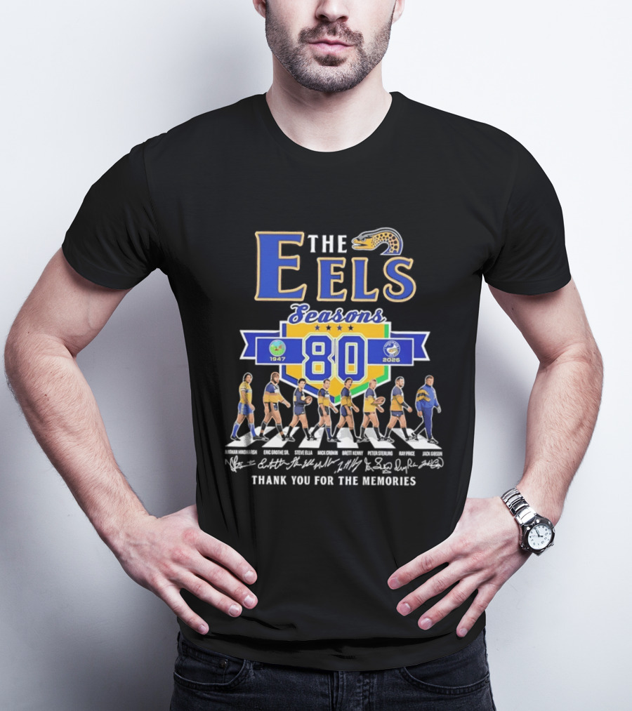 Parramatta Eels The Eels 80 Seasons 1947 2026 Abbey Road Thank You For The Memories T-Shirt