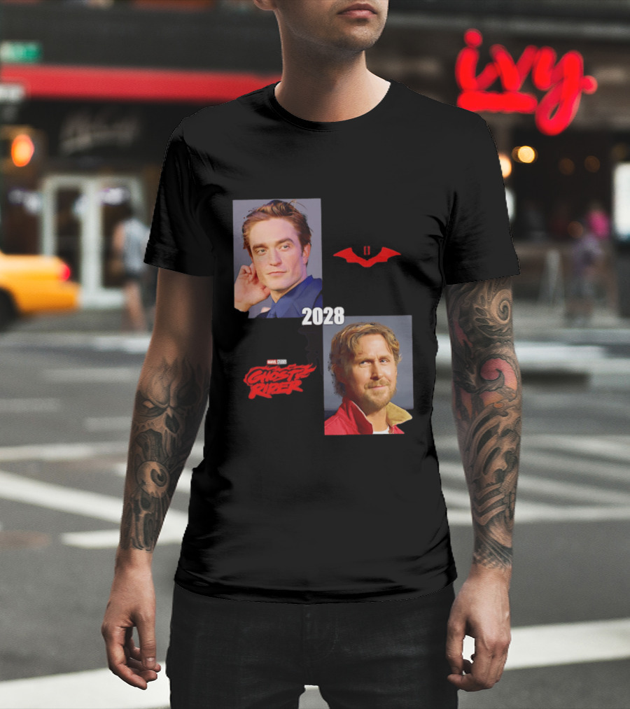 The Batman 2 2028 Marvel Studios Ghost Rider Robert Pattinson Ryan Gosling T-Shirt