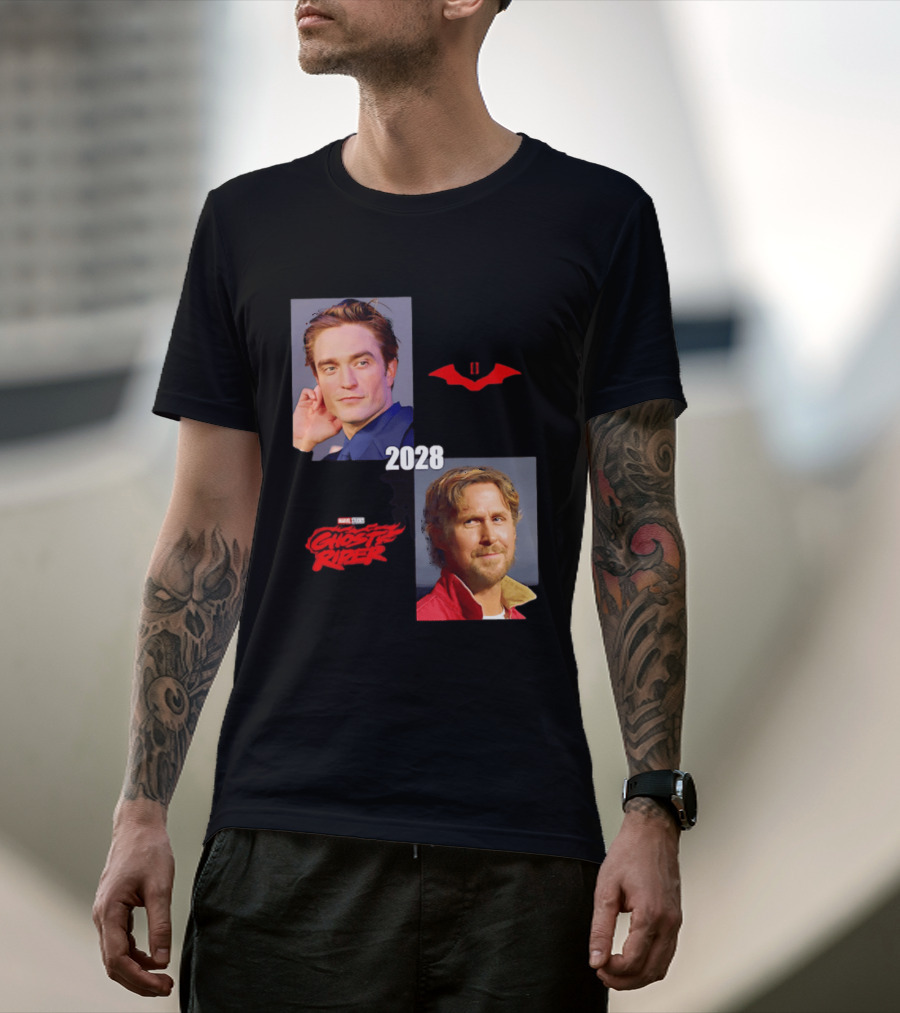 The Batman 2 2028 Marvel Studios Ghost Rider Robert Pattinson Ryan Gosling T-Shirt