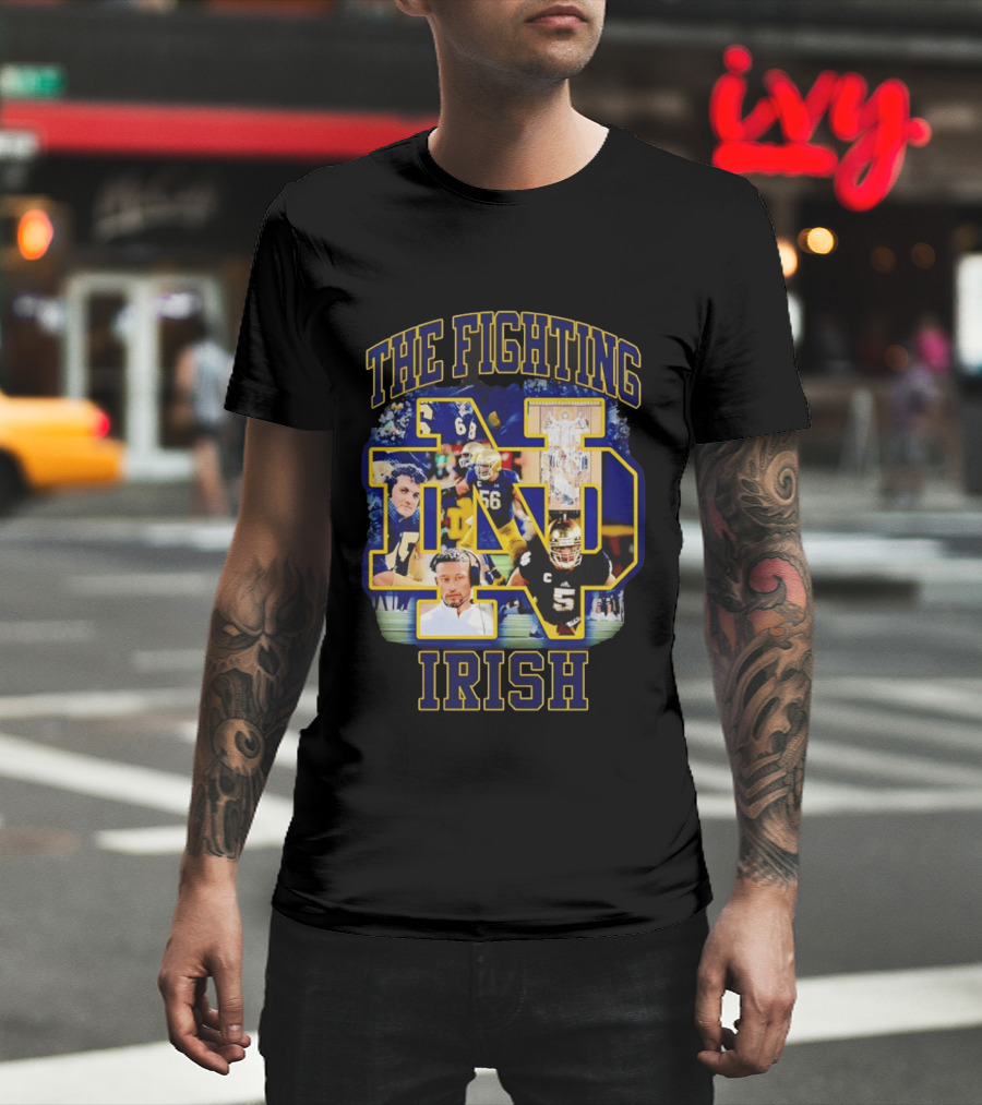 The Fighting Irish Notre Dame Collage With Marcus Freeman Players T-Shirt