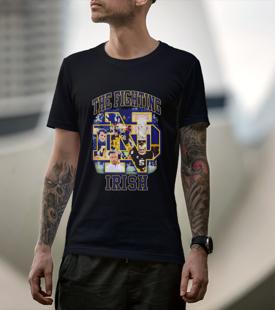 The Fighting Irish Notre Dame Collage With Marcus Freeman Players T-Shirt