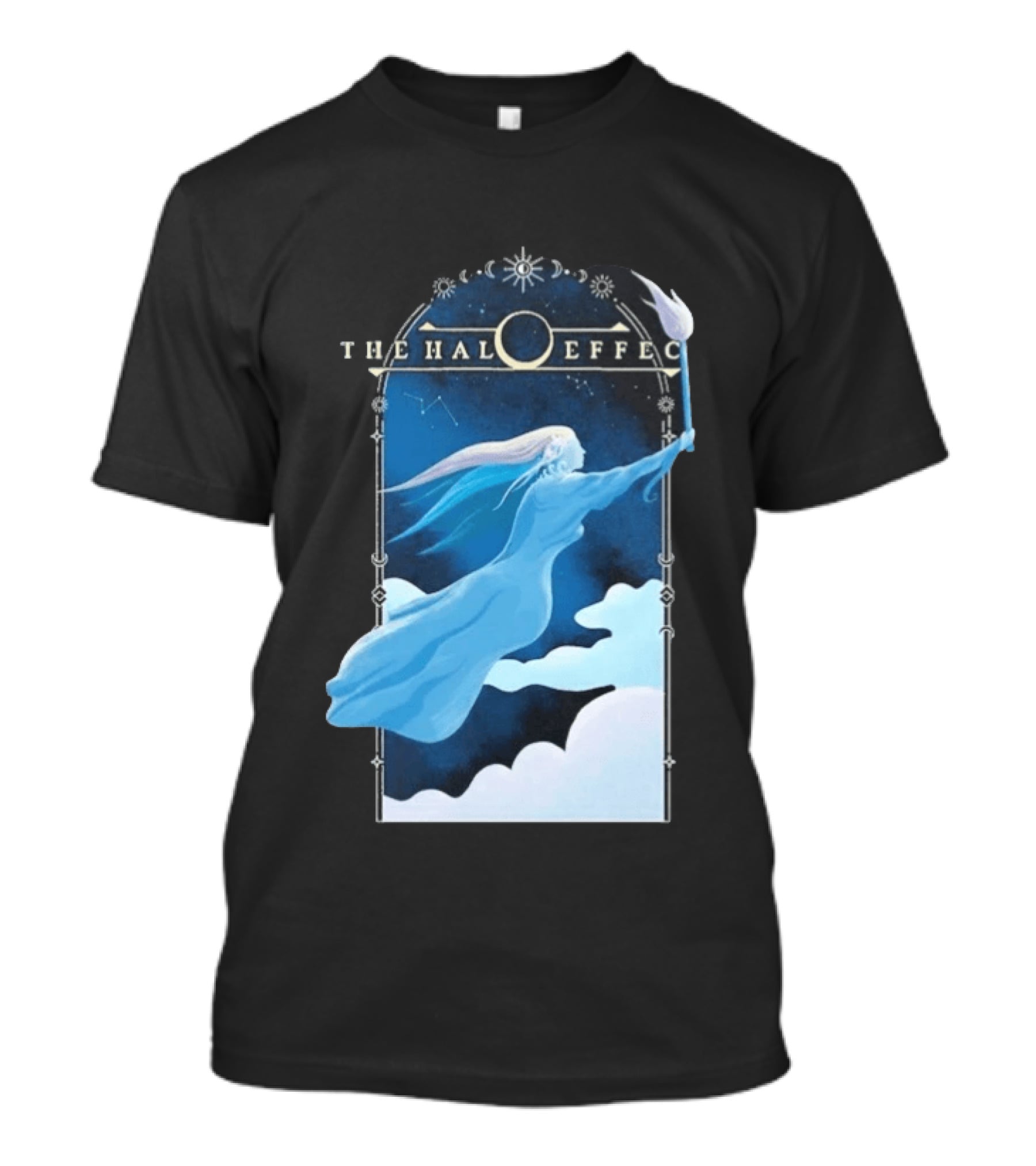 The Halo Effect Blue Lady Ethereal Night Sky Celestial T-Shirt