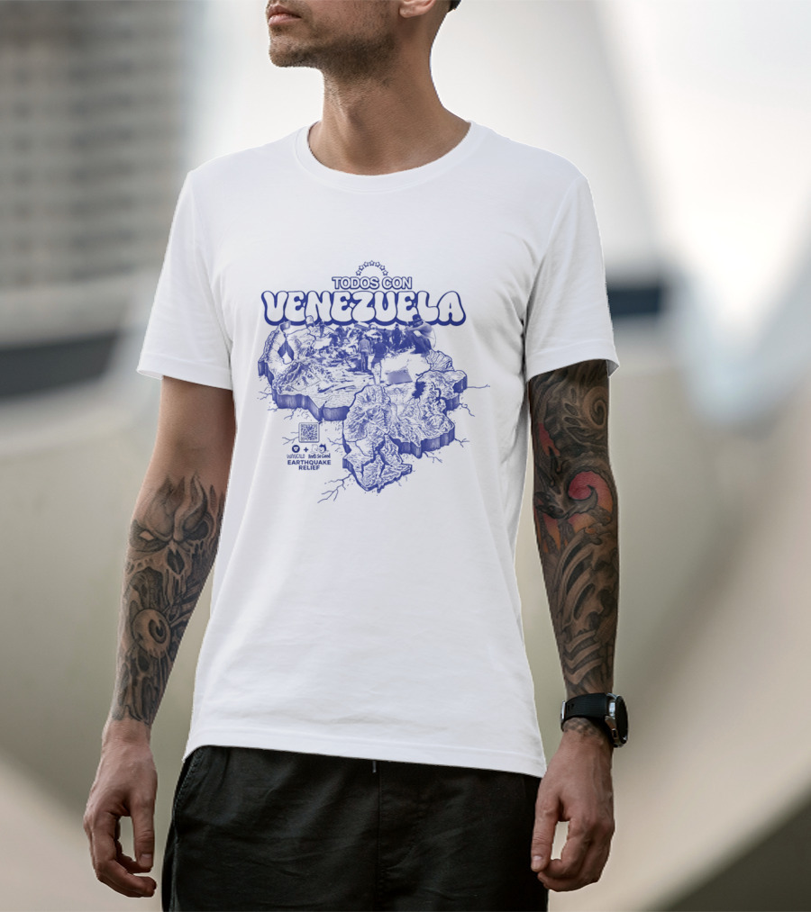 Todos Con Venezuela Wnucalo Feels So Good Earthquake Relief 3D Deep Relief Image T-Shirt