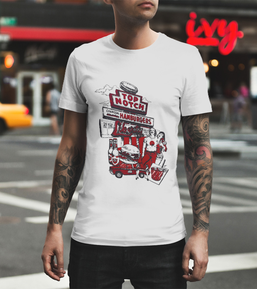 Top Notch Hamburgers Liberty Car Drink Charcoal Vibes T-Shirt