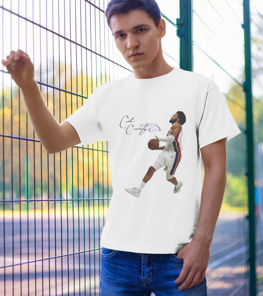 Cade Cunningham Autographed Windmill Dunk Detroit Basketball T-Shirt