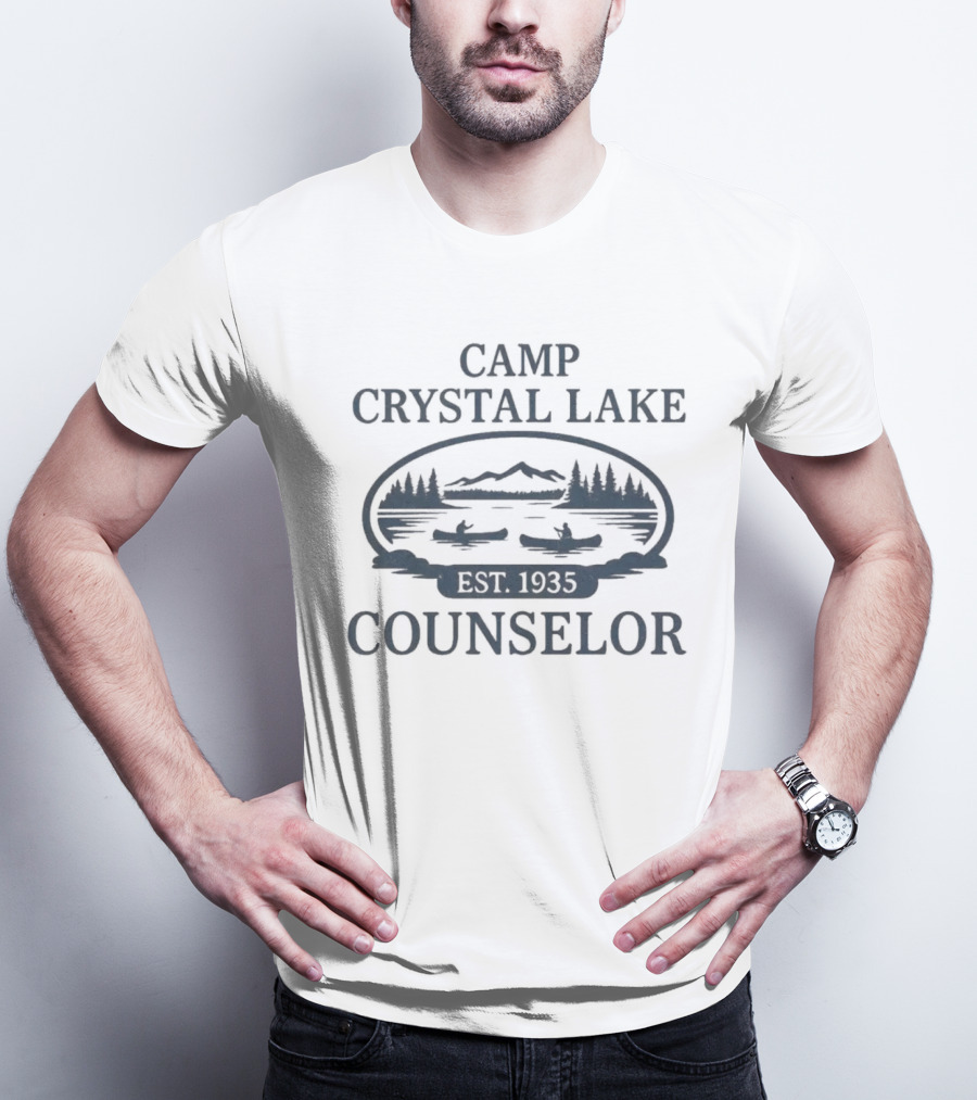 Camp Crystal Lake Counselor Est. 1935 Vintage Camp Scene T-Shirt