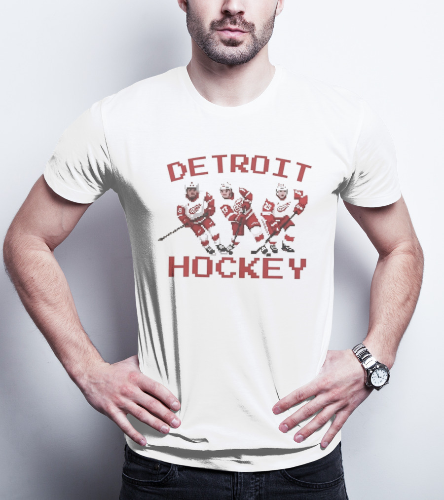 Detroit Red Wings Hockey Pixel T-Shirt