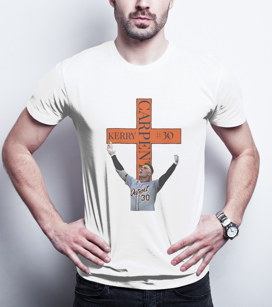 Kerry Carpenter Detroit Tigers #30 Praise The Lord Cross T-Shirt