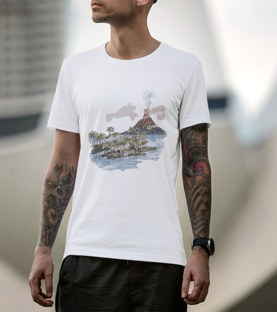 Lava Flow Volcano Tropical Island Creative T-Shirt