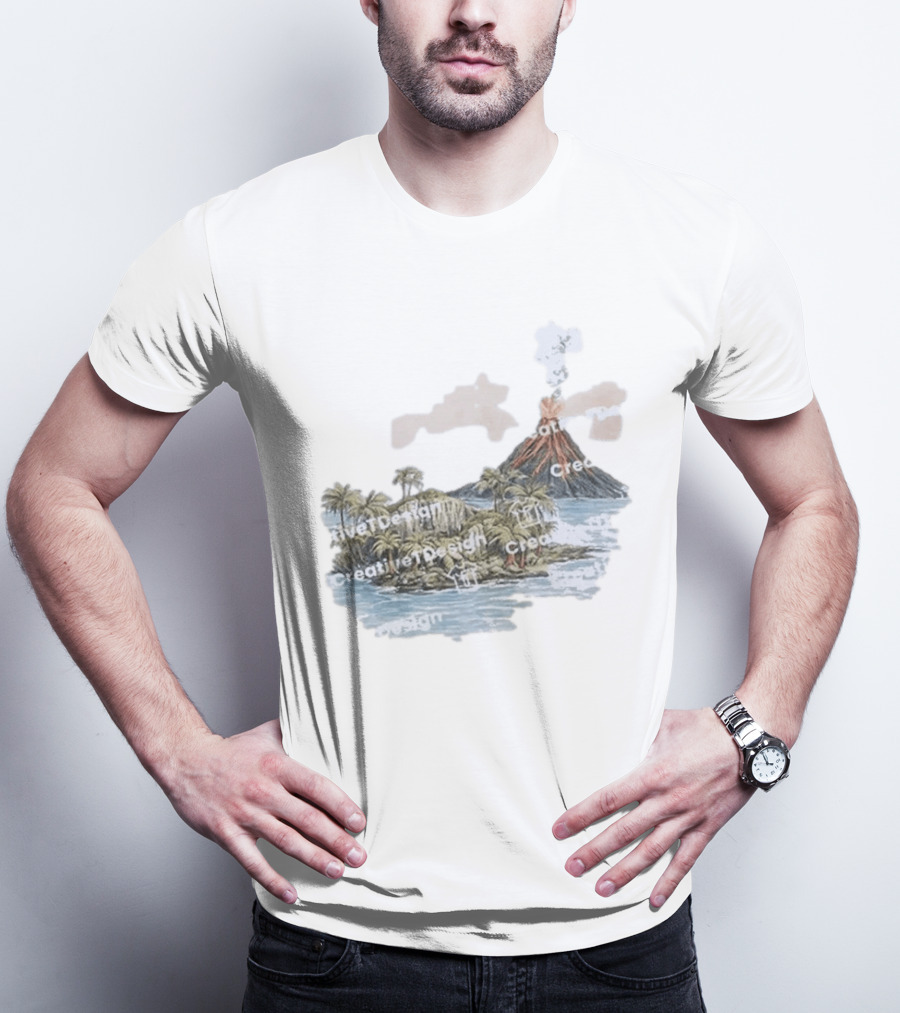Lava Flow Volcano Tropical Island Creative T-Shirt