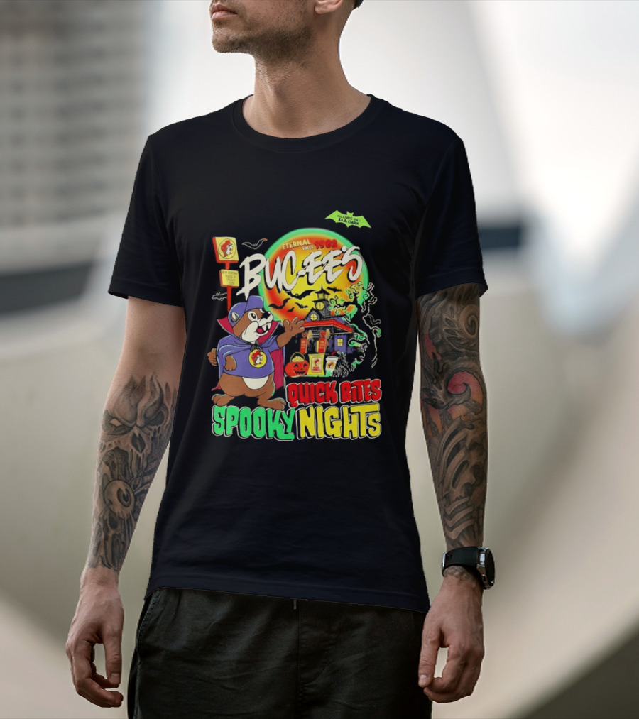 Buc Ee's Eternal Since 1982 Quick Bites Spooky Nights Halloween Glow In The Dark T-Shirt