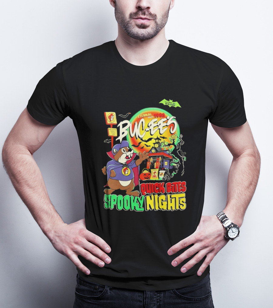 Buc Ee's Eternal Since 1982 Quick Bites Spooky Nights Halloween Glow In The Dark T-Shirt