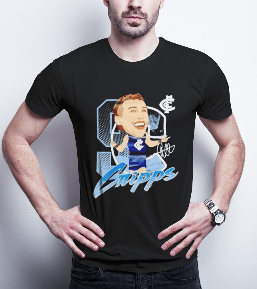 Carlton FC Patrick Cripps Caricature With Signature T-Shirt