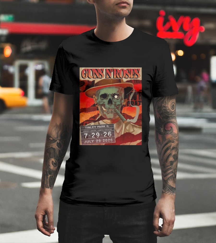 Guns N Roses Tinley Park IL July 29 2026 Concert Credit Union 1 Amphitheatre T-Shirt