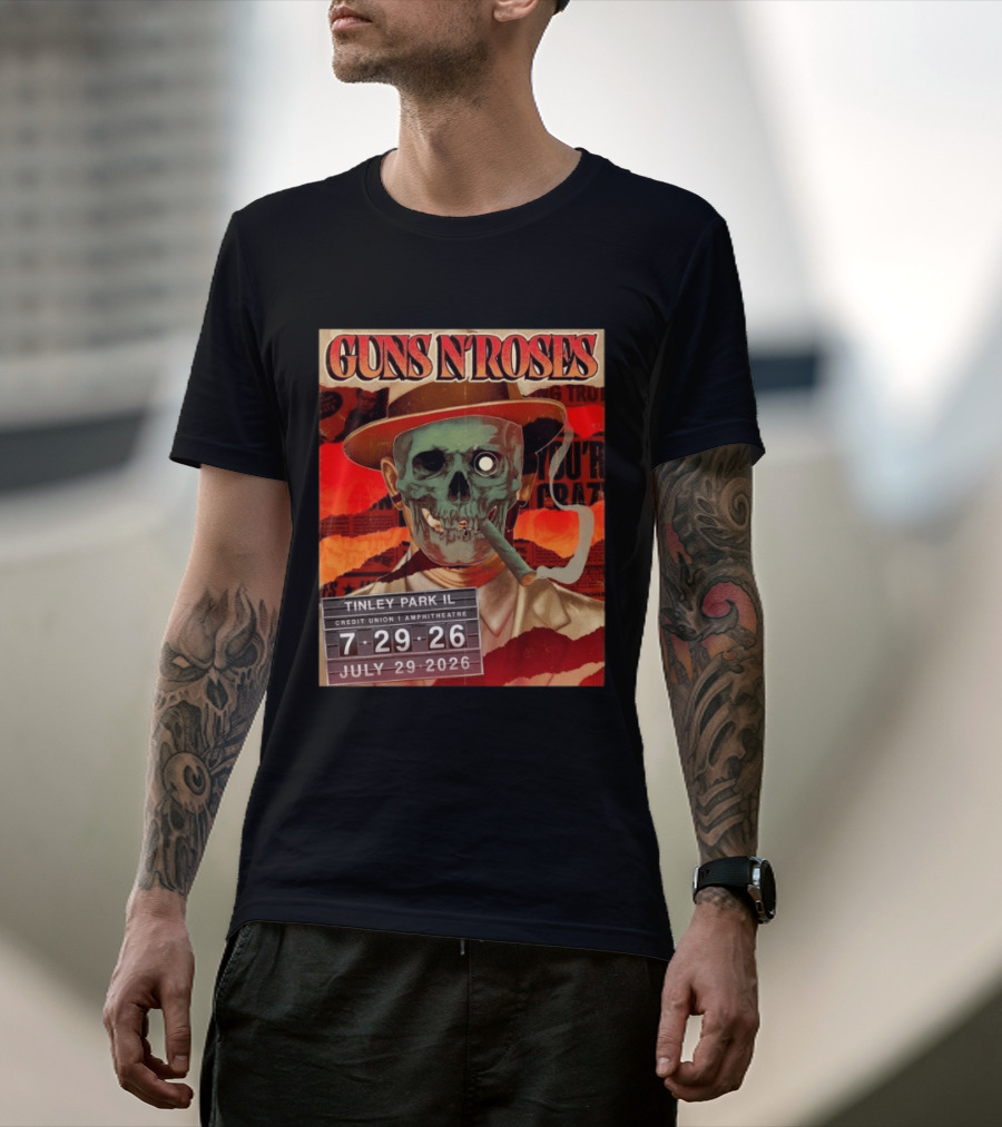 Guns N Roses Tinley Park IL July 29 2026 Concert Credit Union 1 Amphitheatre T-Shirt