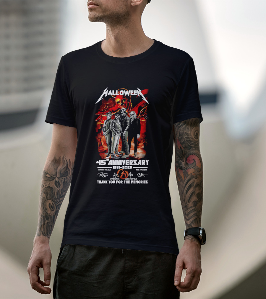 Halloween 45th Anniversary 1981 2026 Robert Trujillo Lars Ulrich James Hetfield Kirk Hammett Thank You For The Memories T-Shirt