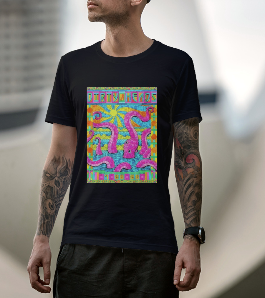 Dirty Heads Grand Rapids MI Acrisure Amphitheater July 28 2026 Psychedelic Octopus Sunburst T-Shirt