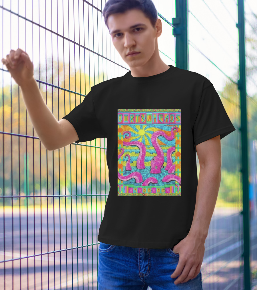Dirty Heads Grand Rapids MI Acrisure Amphitheater July 28 2026 Psychedelic Octopus Sunburst T-Shirt