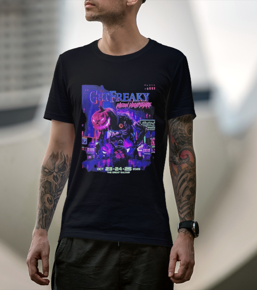 Get Freaky Neon Nightmare Halloween Music Festival Great Saltair October 23 25 2026 T-Shirt
