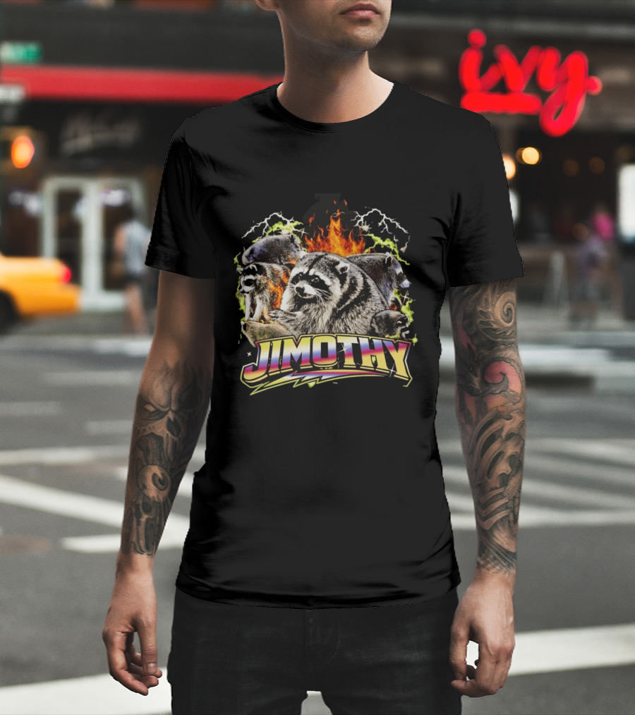 Jimothy Raccoon Fire Lightning Bootleg T-Shirt