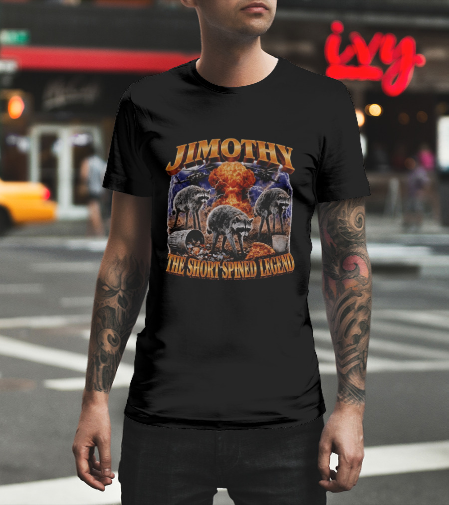 Jimothy Raccoon The Short Spined Legend Explosion With Helicopters And Trash Can T-Shirt