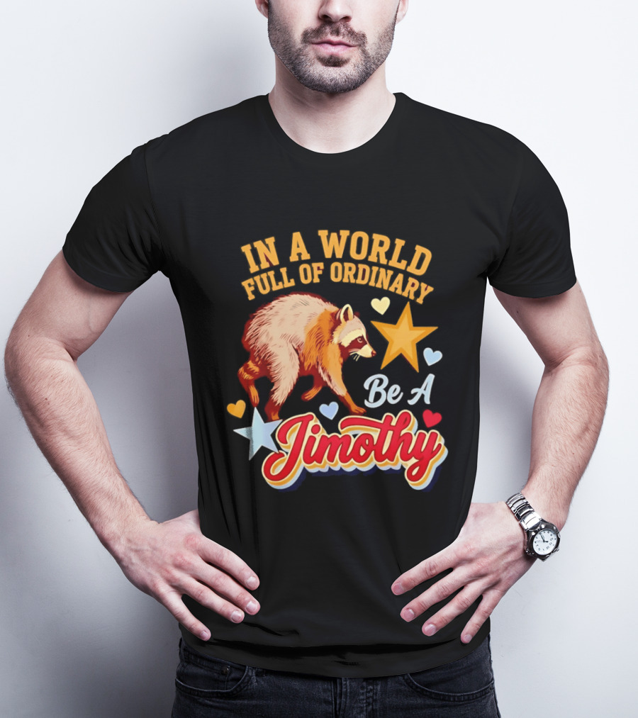 In A World Full Of Ordinary Be A Jimothy Raccoon Stars Hearts T-Shirt