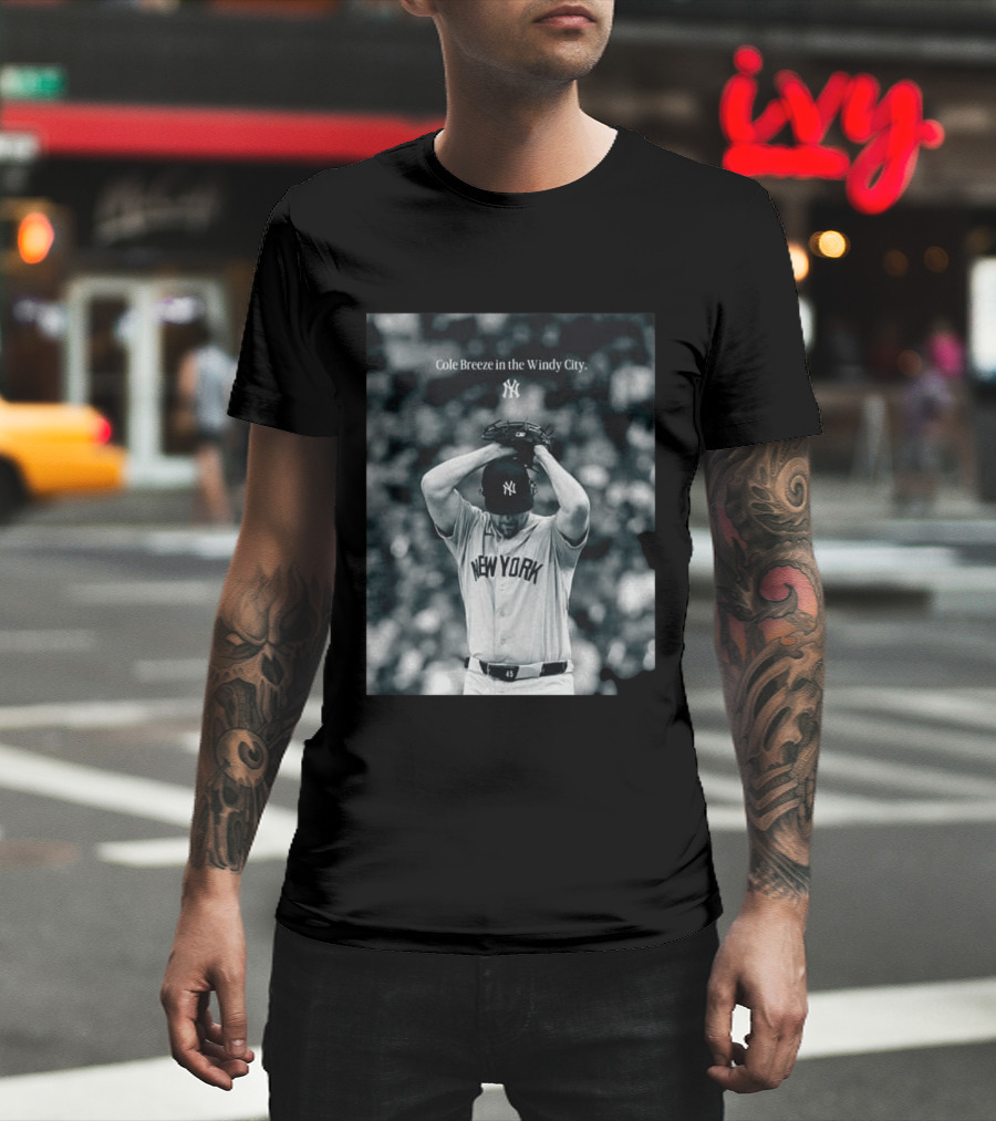 New York Yankees Cole Breeze Pitching Moment In The Windy City T-Shirt