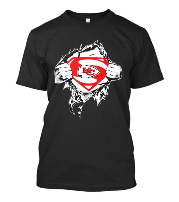 Kansas City Chiefs Superman Rip KC Logo Fan Pride T-Shirt