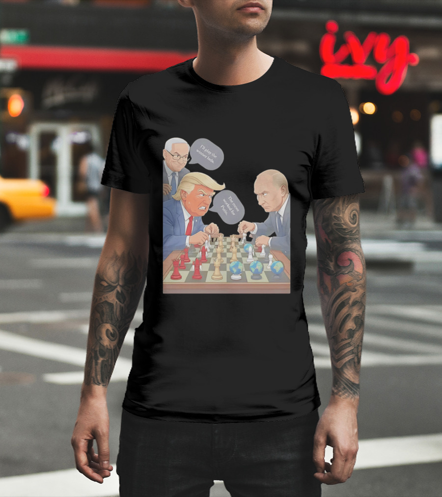 Political Chess Game Trump Putin World Leaders Cartoon T-Shirt