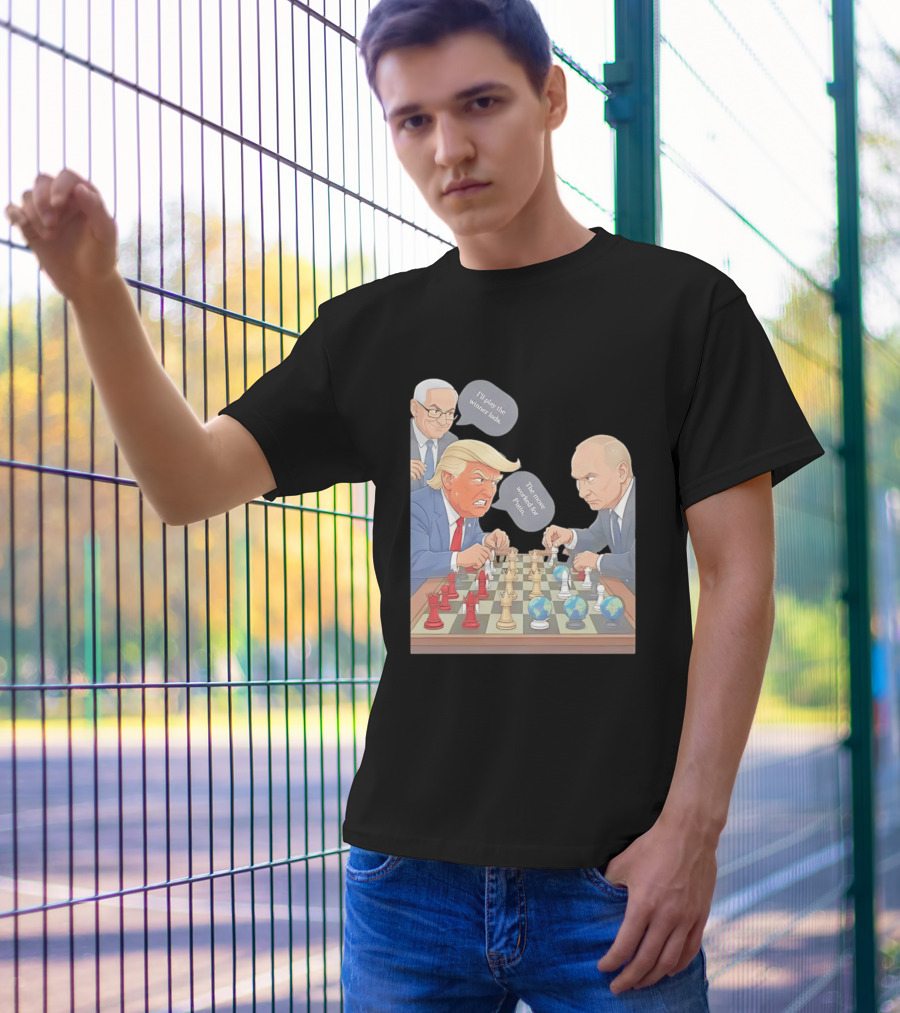 Political Chess Game Trump Putin World Leaders Cartoon T-Shirt