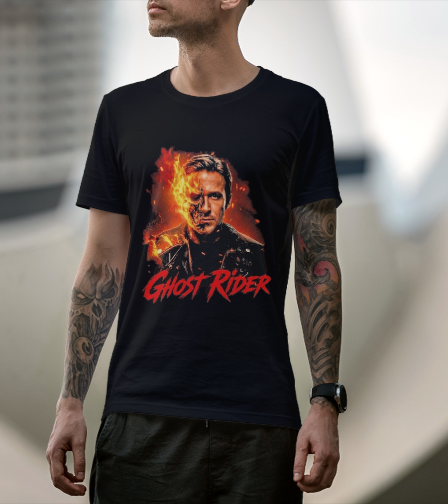 Ryan Gosling Ghost Rider Fiery Half Face Marvel T-Shirt
