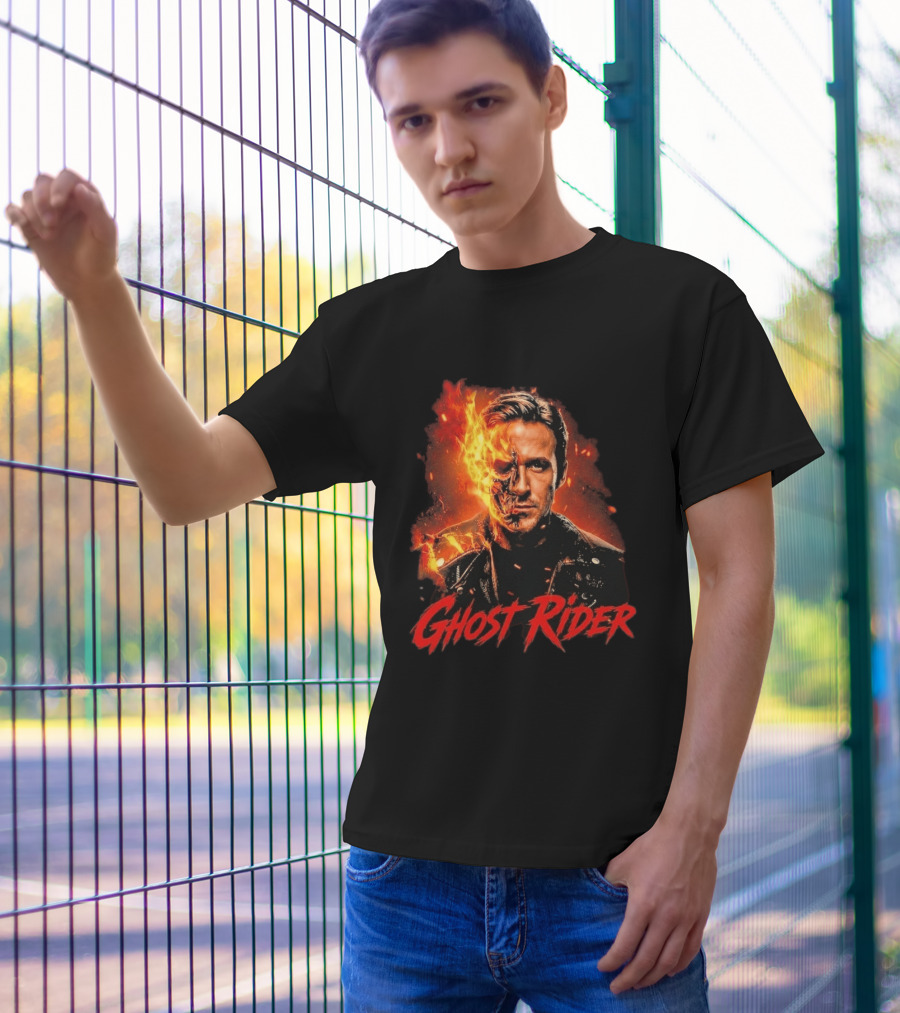 Ryan Gosling Ghost Rider Fiery Half Face Marvel T-Shirt
