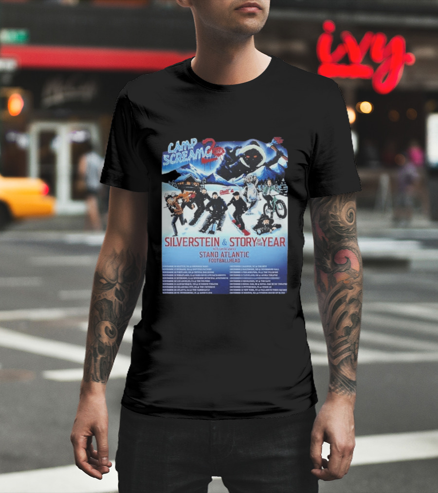Camp Screamo 2 Tour 2026 Silverstein Story Of The Year Stand Atlantic Footballhead Dates T-Shirt