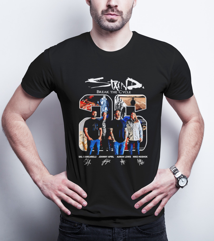 Staind Break The Cycle 25 Sal Giancarelli Johnny April Aaron Lewis Mike Mushok T-Shirt