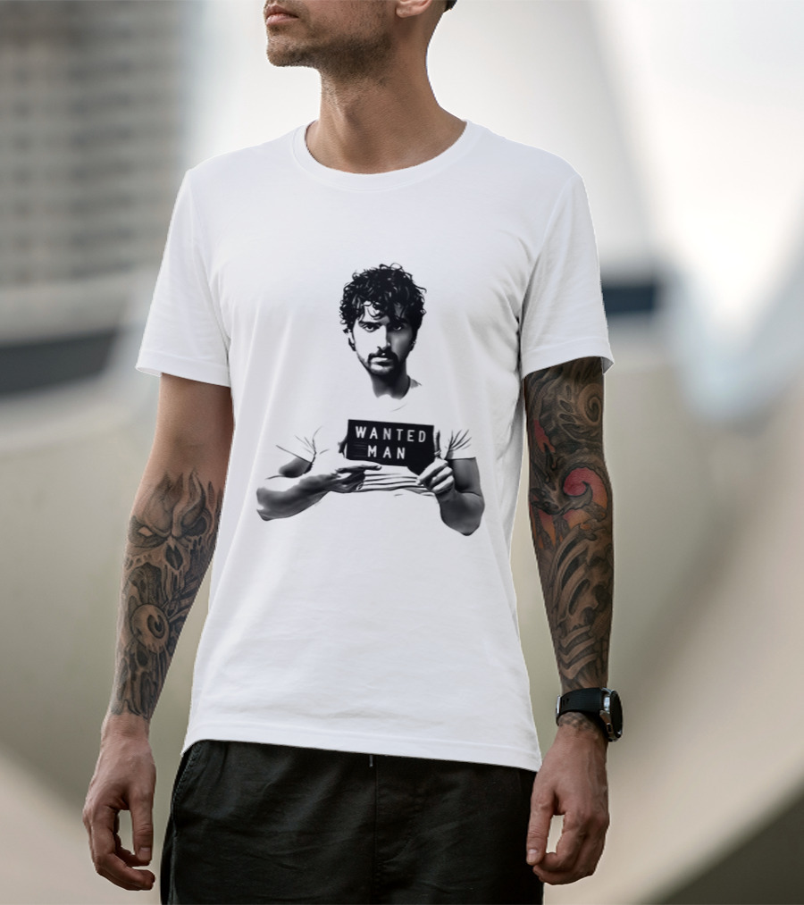 Boone Wanted Man Tour Shot 2026 Bold Typography Black And White T-Shirt