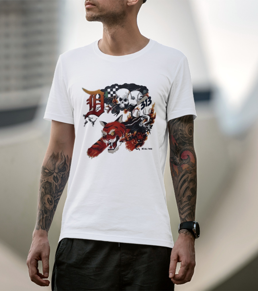 Detroit Tigers Boys & Girls Clubs Of Greater Detroit 313 Skulls Tiger Flame 2026 T-Shirt
