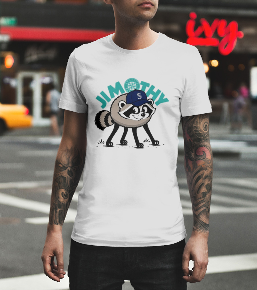 Jimothy Raccoon Mariners Baseball Cap T-Shirt