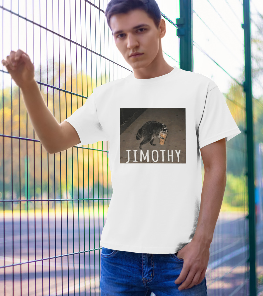 Jimothy Raccoon Carrying Iced Coffee Meme Animal Lover T-Shirt
