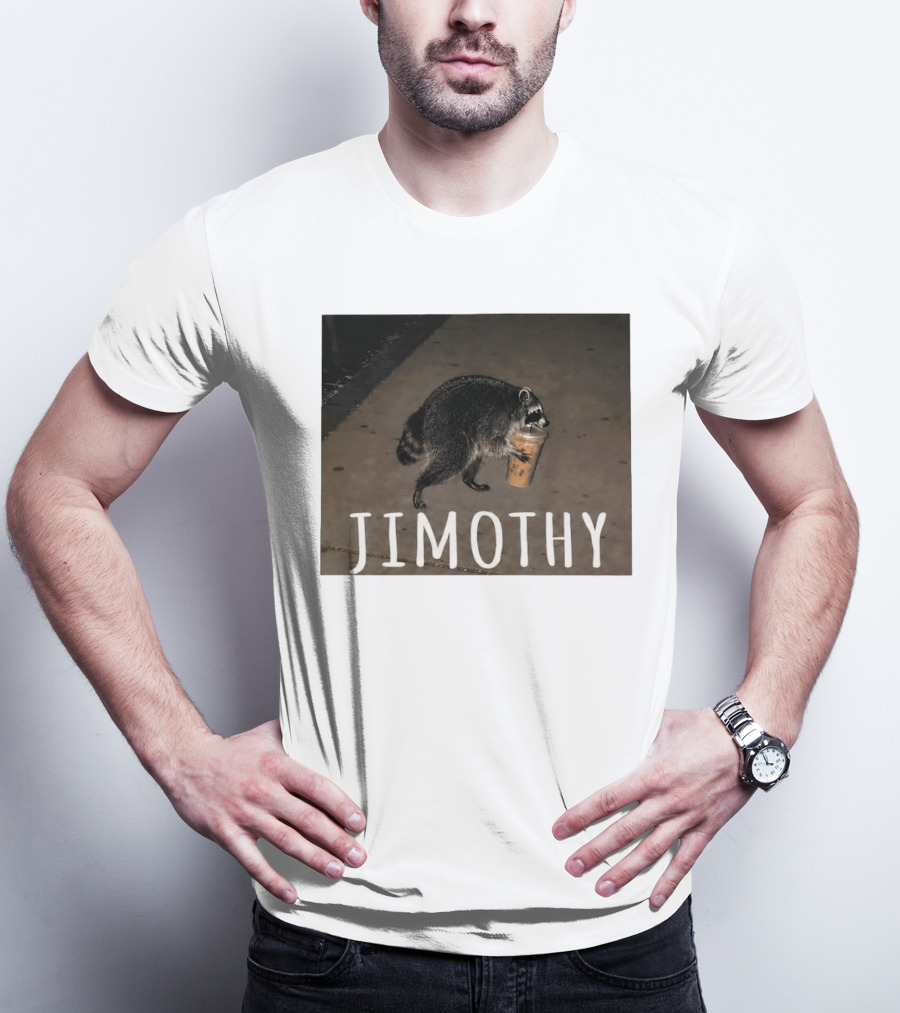 Jimothy Raccoon Carrying Iced Coffee Meme Animal Lover T-Shirt